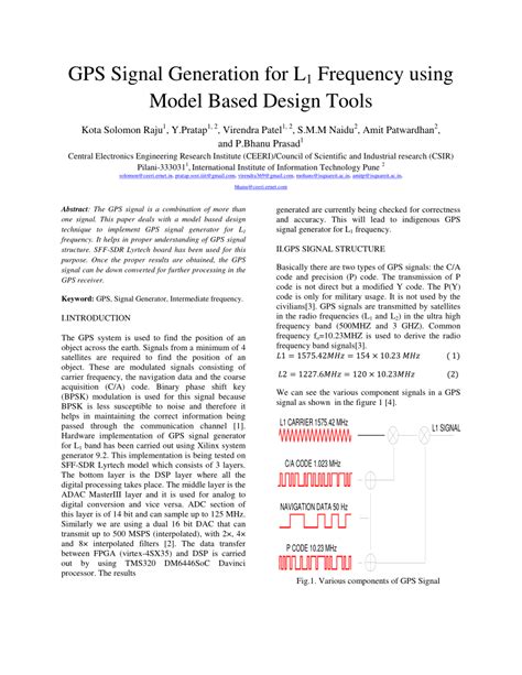 pdf gps signal generation for l 1 frequency using model based design