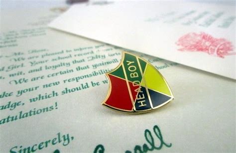 Head Boy Or Head Girl Letter And Pin Set Legendary Letters