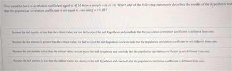 Solved Two Variables Have A Correlation Coefficient Equal To Chegg
