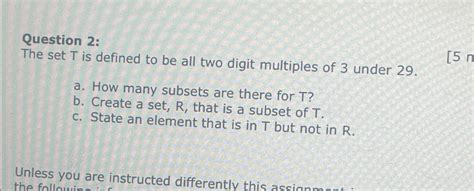 solved question 2 the set t ﻿is defined to be all two digit
