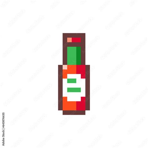 Pixel Art Chili Sauce Retro 8 Bit Style Fast Food Hot And Spicy Chili