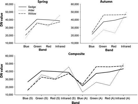 spectral response patterns represented by digital number dn values