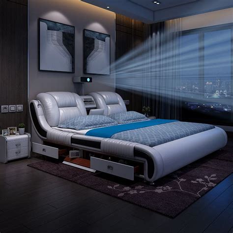 Multifunctional Modern Leather Smart Bed Leather Bed Smart Bed