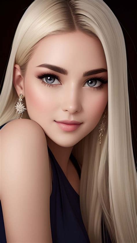 A Digital Painting Of A Blonde Woman With Blue Eyes And Long Hair