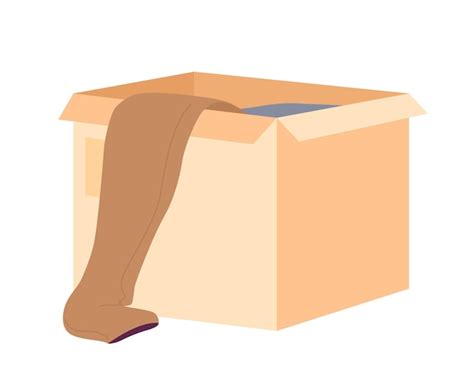 Premium Vector Open Cardboard Box With Old Unwanted Clothes Semi Flat