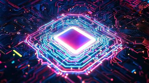 Neon Glowing Circuit Board With Futuristic Microchip Design 52874738 Stock Video At Vecteezy