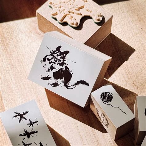 Meow Illustration Rubber Stamp Shooting Stars And Kitty Journalpages
