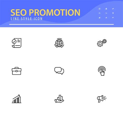 Seo E Coleção De ícones De Linha De Promoção Vetor Premium