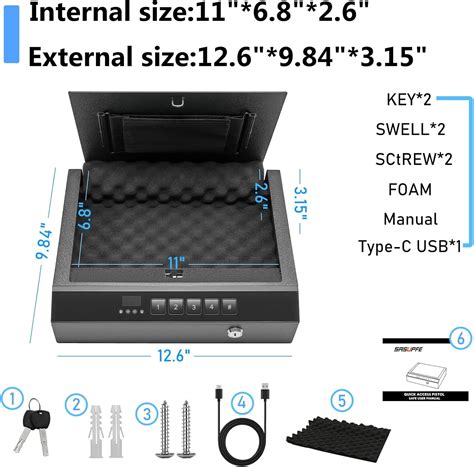 Facial Recognition Gun Safe For Pistols Face VerificationPIN CodeKey Gun Safe Box For Handgun