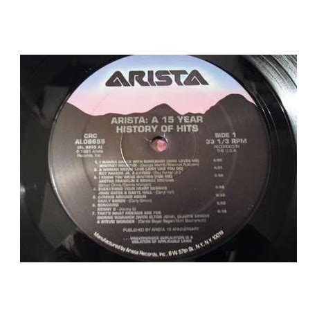 Arista A 15 Year History Of Hits Lp Vinyl Record For Sale