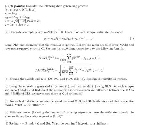 1 60 points consider the following data generating