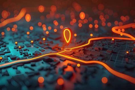 premium photo digital gps location on map with pin route path concept