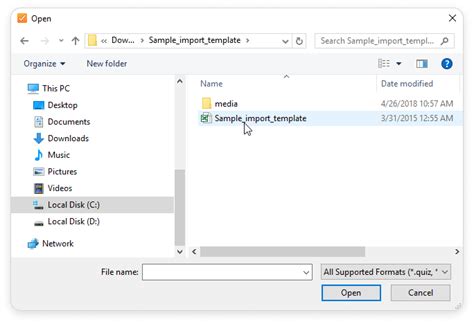 importing questions from excel