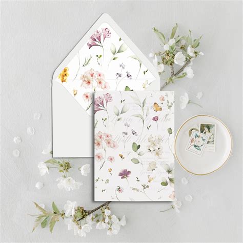 Elegant Floral Wedding Invitation Envelope Liners Cotton Willow