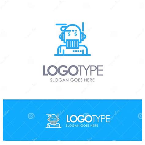 Robot Advisor Adviser Advisor Algorithm Analyst Blue Outline Logo With Place For Tagline