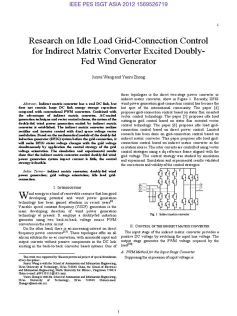 Research On Idle Load Grid Connection Control For Indirect Matrix Converter Excited Doubly Fed