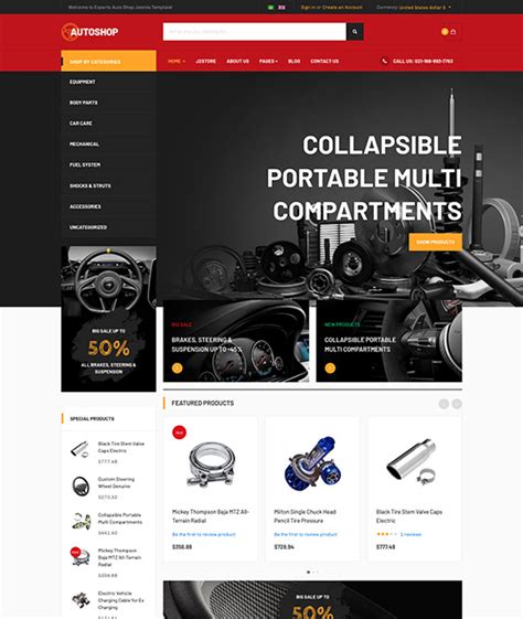Ecommerce Joomla Template Ja Autoshop Joomlart