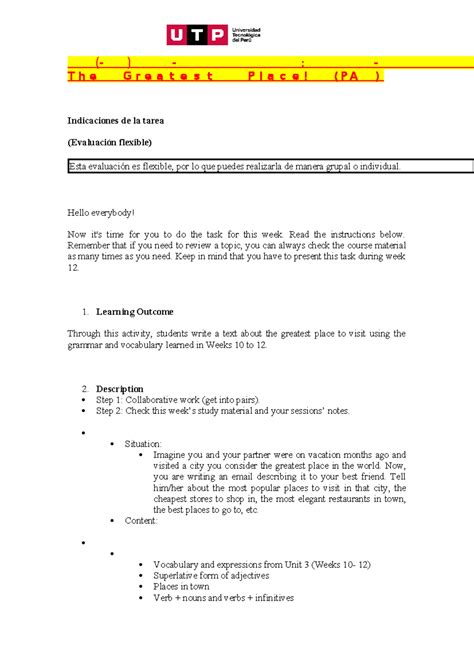 🔴 Ac S12 Week 12 Task Assignment The Greatest Place Pa6 Ingles 3 🔴 A A A 12