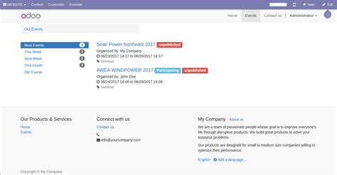 Event Management Module In Odoo