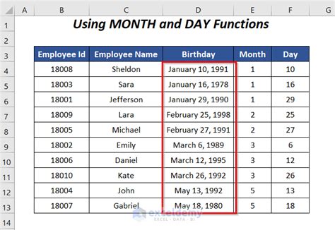 How To Sort Birthdays By Month And Day In Excel 5 Ways Exceldemy