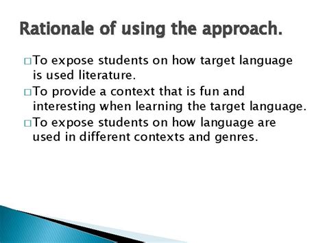 Language Based Approach Language Based Approach Is An