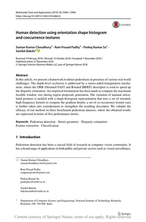 Human Detection Using Orientation Shape Histogram And Coocurrence Textures Request Pdf