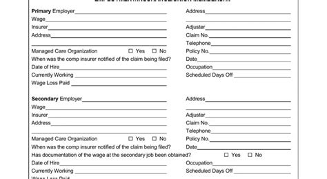 Workers Compensation Intake Pdf Form Formspal