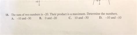 Solved 6 5 18 The Sum Of Two Numbers Is 20 Their Chegg Com