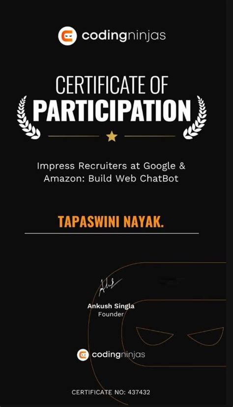 codingninjas chatbotdevelopment learning techjourney tapaswini nayak