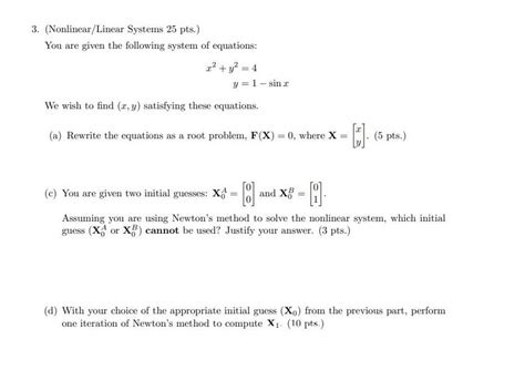 Nonlinear Linear Systems Pts You Are Given Chegg