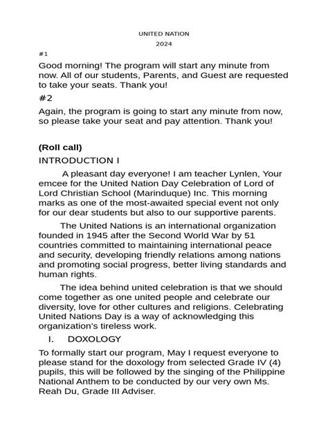 United Nation Program 2024 Pdf