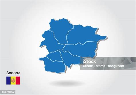 3d 스타일 안도라 지도 디자인 블루 안도라 지도 및 국기입니다 흰색에 윤곽 모양 윤곽 간단한 벡터 지도 0명에 대한 스톡 벡터 아트 및 기타 이미지 Istock