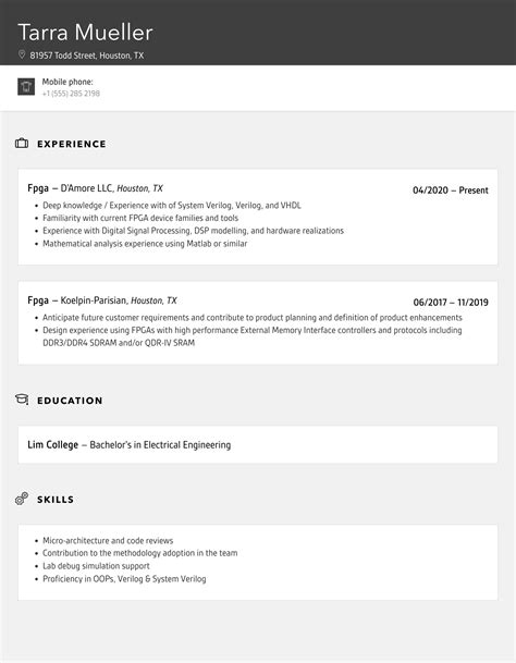 Fpga Resume Samples Velvet Jobs