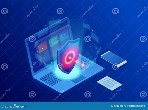 Isometric Protection Network Security And Safe Your Data Concept Web Page Design Templates