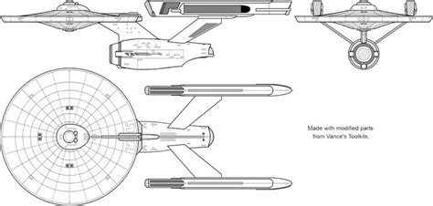 Rendering Of Constitution Class Refit Starship Star Trek Ships