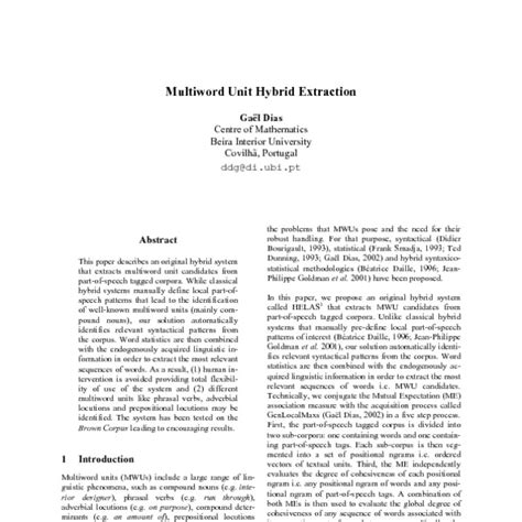 Multiword Unit Hybrid Extraction Acl Anthology