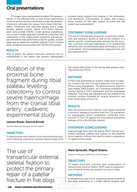Pdf The Use Of Transarticular External Skeletal Fixation To Protect The Primary Repair Of A