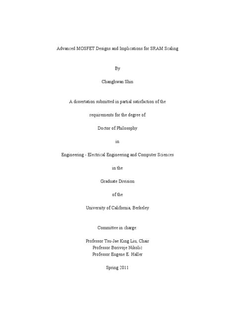 Design Mosfet Sram Thesis Pdf Mosfet Field Effect Transistor