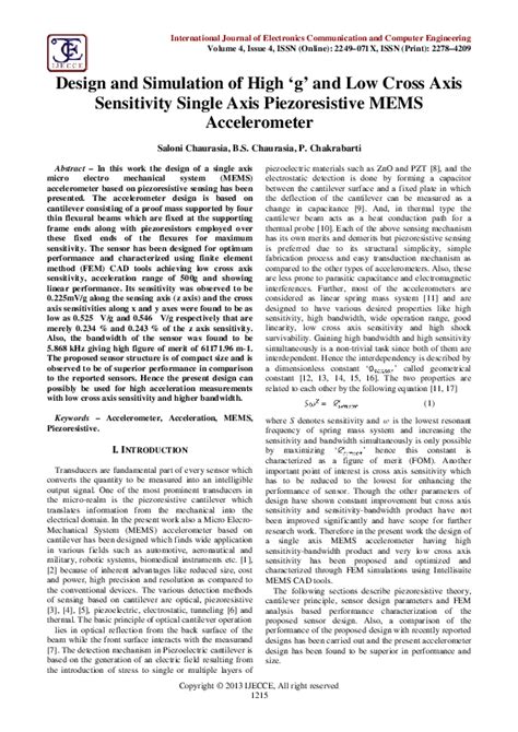 Pdf Design And Simulation Of High ‘g And Low Cross Axis Sensitivity Single Axis
