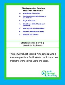 Strategies For Solving Max Min Problems By Math Through Discovery LLC