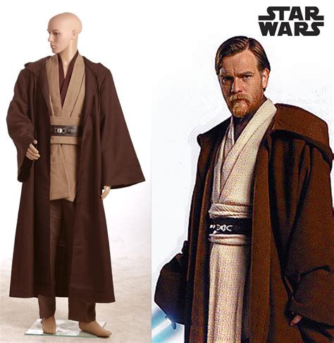 Cosplaydiy Mens Outfit Star Wars Movie Obi Wan Kenobi Jedi Tunic