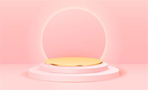 연단과 최소 분홍색 무대 장면이 있는 배경 벡터 3d 분홍색 렌더링 제품 추상 배경 3d 렌더링 추상 무대 모양 분홍색 파스텔 연단 연단 장면에서 제품에 대한 3d 단계 0