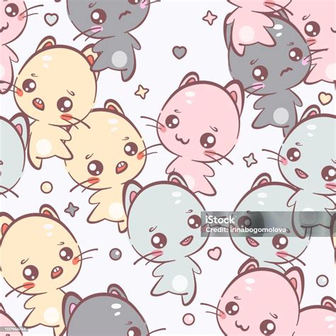 귀여운 귀 엽 다 새끼 고양이 완벽 한 패턴입니다 벡터 배경입니다 그것은 당신의 블로그에 대 한 배경 화면 바탕 화면 카드 의류