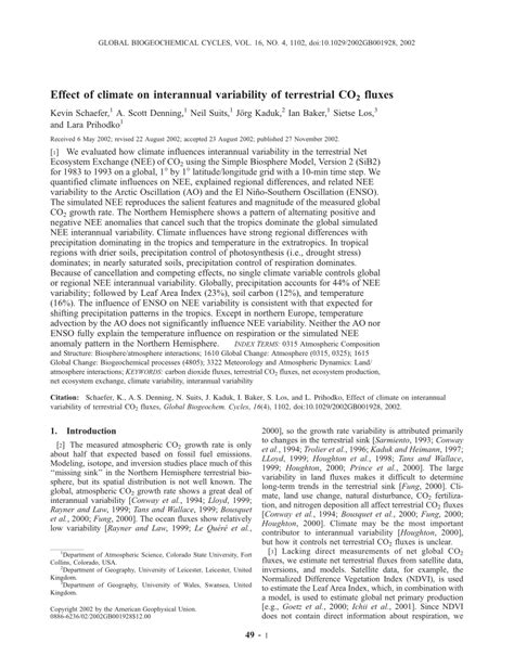 Pdf Effect Of Climate On Interannual Variability Of Terrestrial Co2
