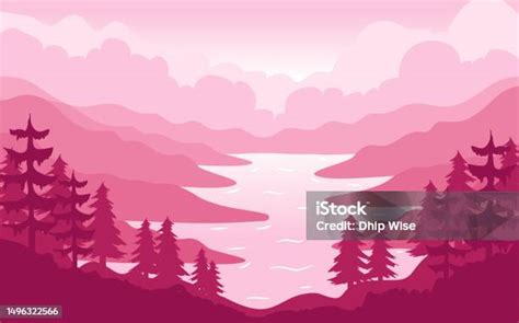 벡터 풍경 미니멀리스트 현대 단순 미학 자연스러운 느낌 0명에 대한 스톡 벡터 아트 및 기타 이미지 0명 강 경관 Istock