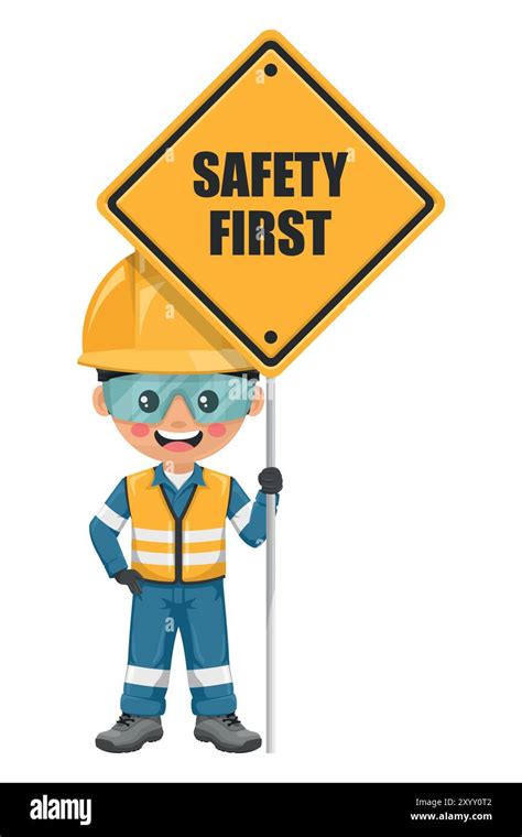 Industrial Safety Engineer Holding Safety First Sign Engineer With His