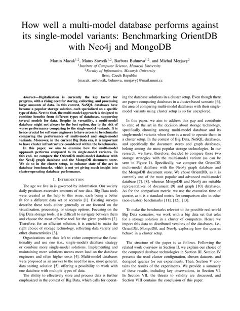 Pdf How Well A Multi Model Database Performs Against Its Single Model