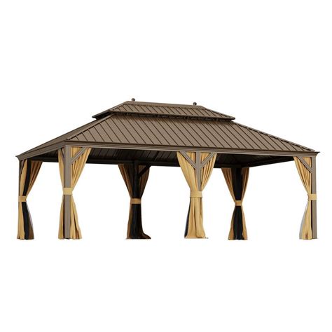Have A Question About 12 Ft X 22 Ft Hardtop Gazebo Metal Double Roof