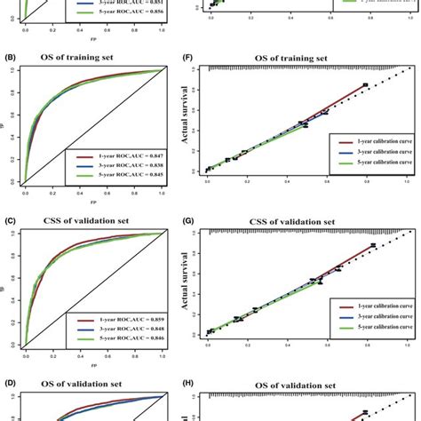 Roc And Calibration Curves A B Show The Roc Curves Of The Training Download Scientific