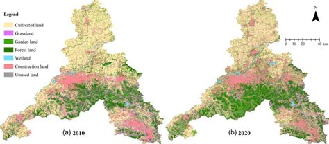 Spatial Temporal Distribution Of Different Land Use Types In 2010 A